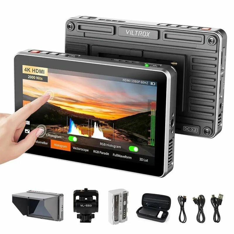 VILTROX DC-X2 Металл Сенсорный экран 4K HDMI Монитор поля камеры 6" дюйма 3D LUT IPS HD 1920x1080 с аккумулятор