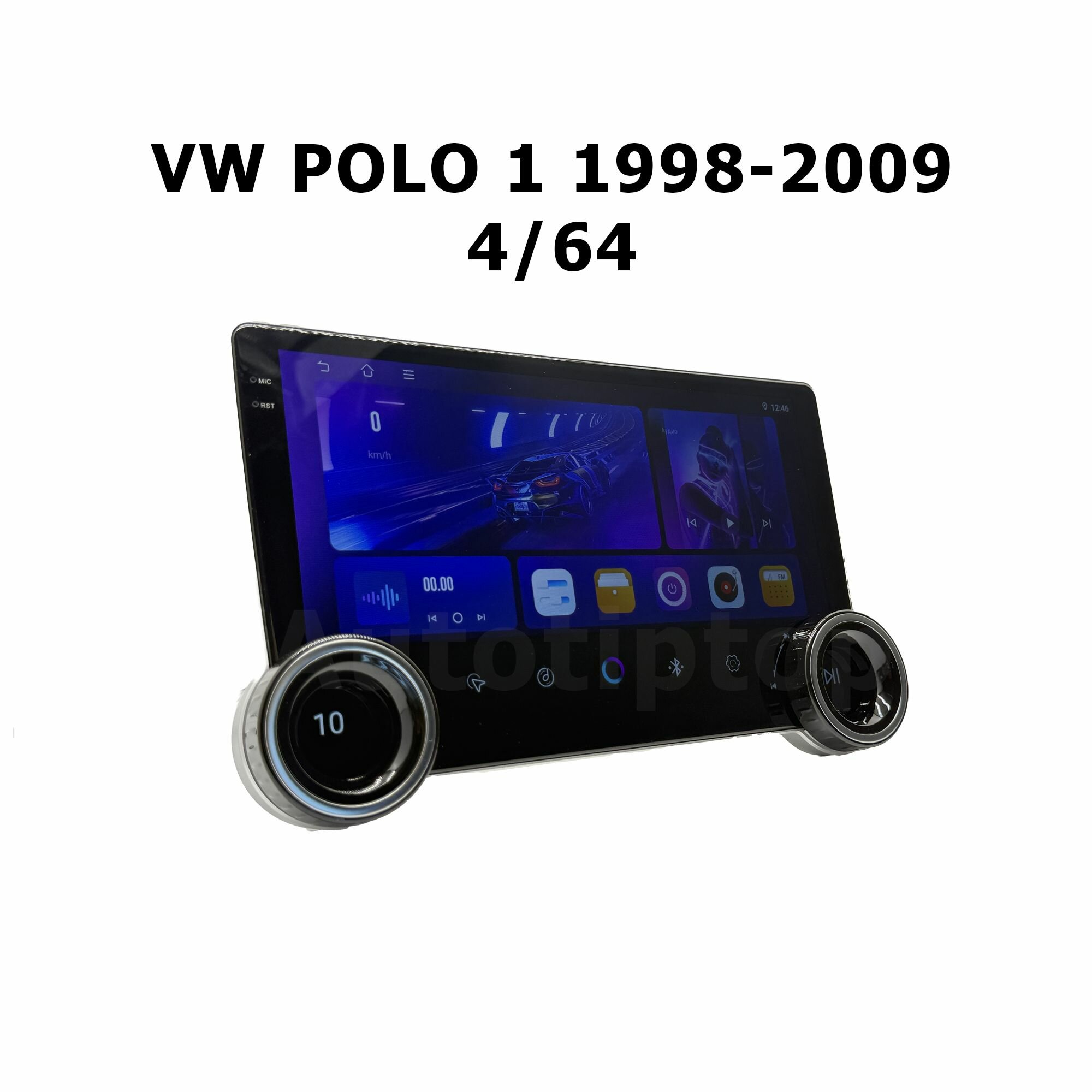 Большая магнитола Tesla 4 core 4/64 с крутилками Volkswagen Polo 1 1998-2009