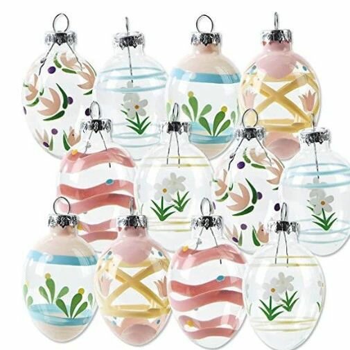 Китайские пользователи рекомендуют-Стеклянные украшения для пасхальных яиц, расписанные вручную - набор из 12 шт. Топ продаж