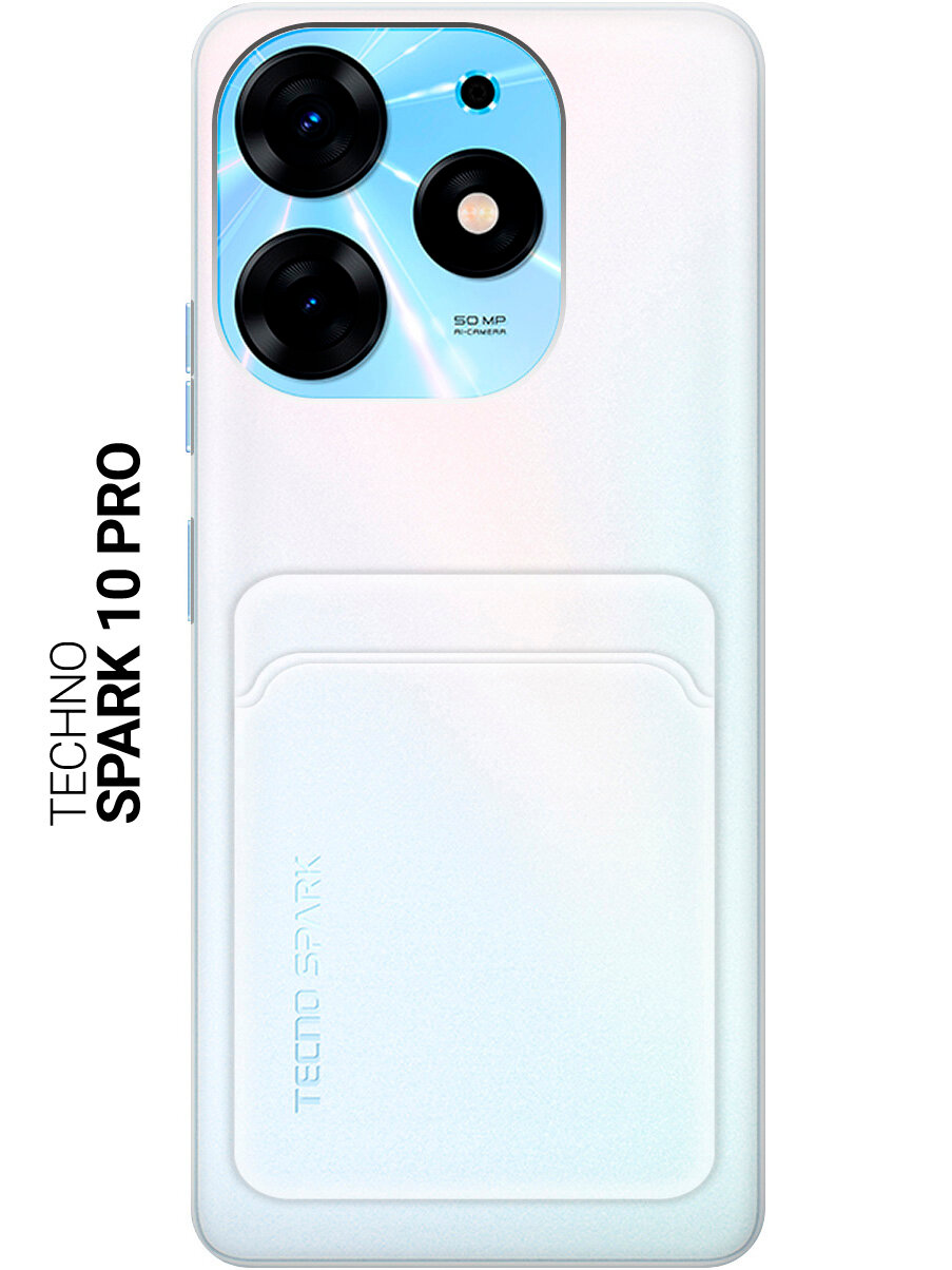 Силиконовый чехол на Tecno Spark 10 Pro / Техно Спарк 10 Про с карманом для карт прозрачный