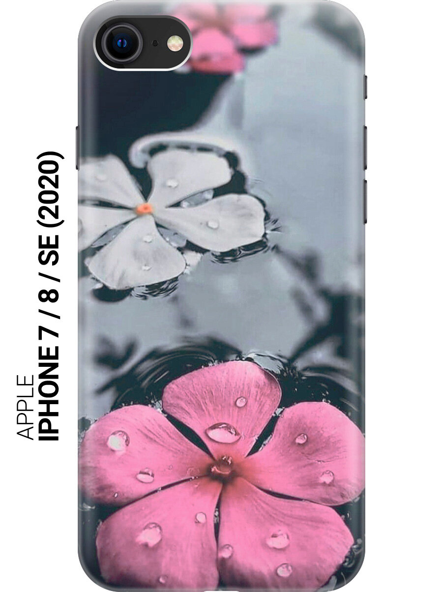 Силиконовый чехол на Apple iPhone SE (2022) / SE (2020) / 8 / 7 / Эпл Айфон СЕ 2022 / СЕ 2020 / 8 / 7 с рисунком "Фиалки в воде"