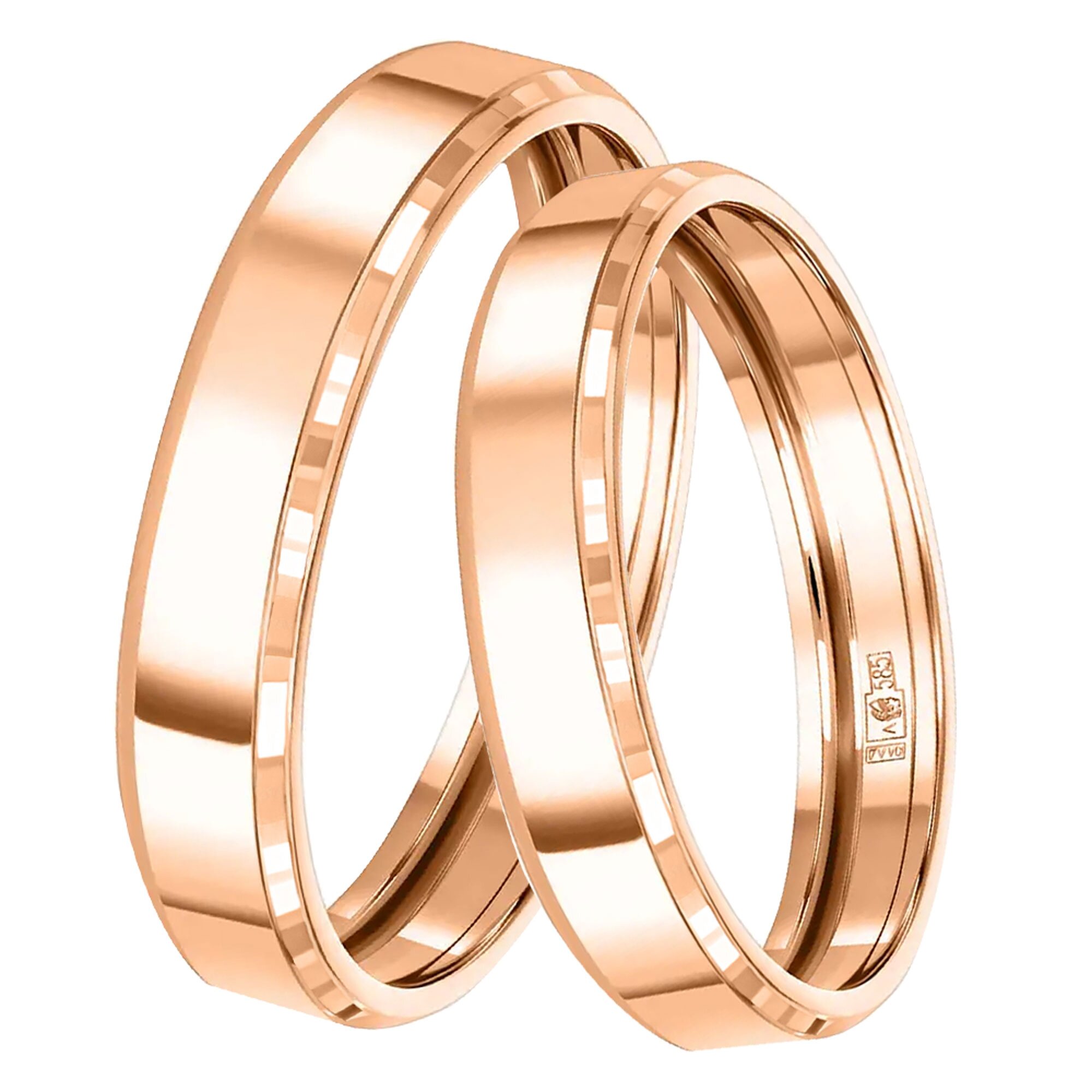 Кольцо обручальное, красное золото, 585 проба