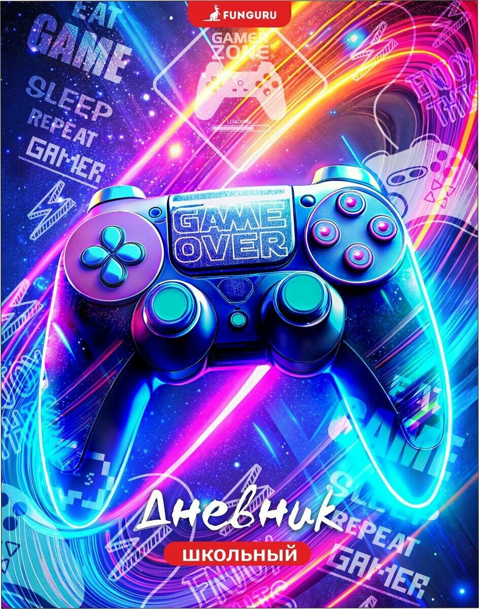 Дневник школьный А5 «Game Over» 40 листов, твердая обложка, игровой дизайн с контроллером