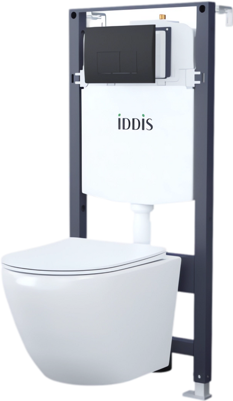 Комплект IDDIS BASB020i73 Унитаз подвесной, с микролифтом + Система инсталляции + Кнопка смыва матовая черная