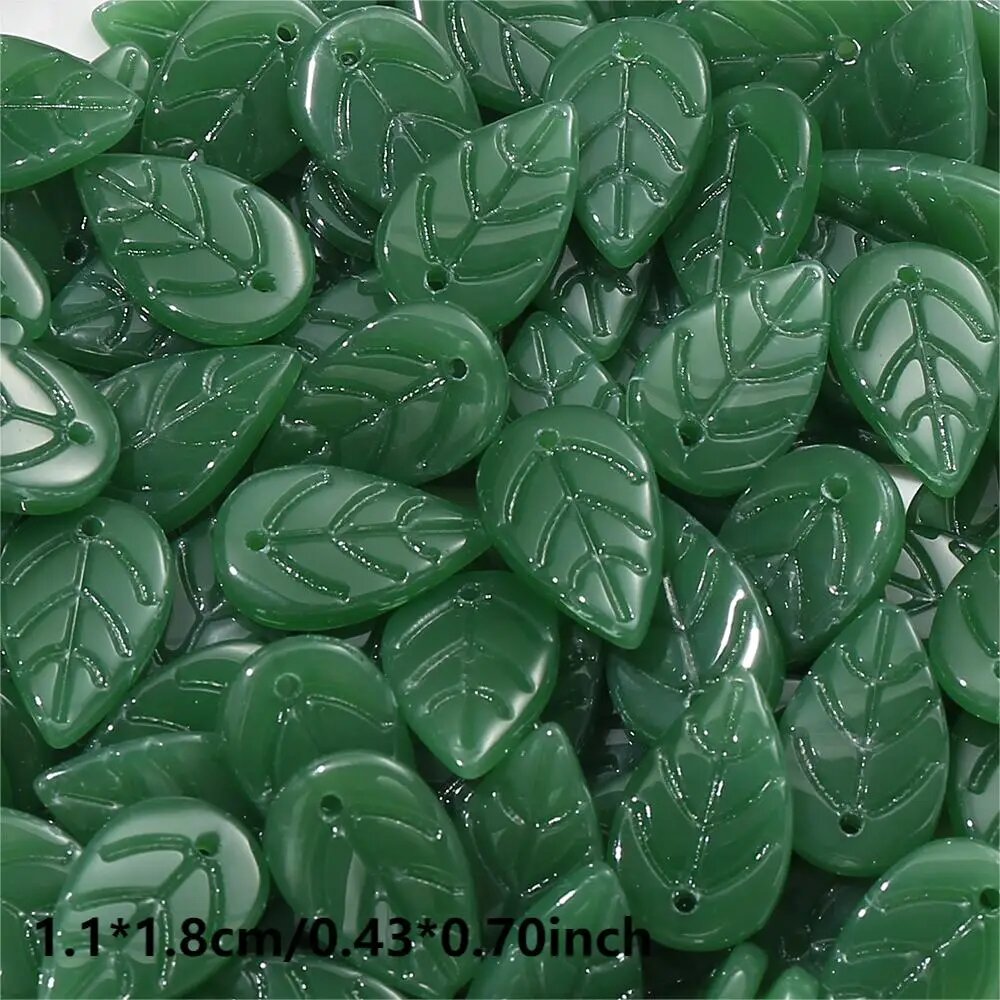 Стеклянные бусины в форме листа 50 шт.