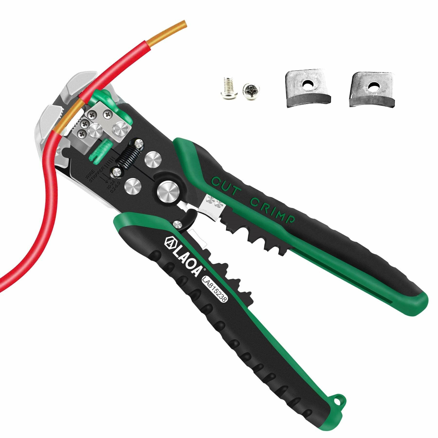 LAOA Автоматические клещи для зачистки и обжима проводов с запасными лезвиями Диапазон 0.13-10 мм, Обжим клемм 0.5-6.0 мм , LA815238