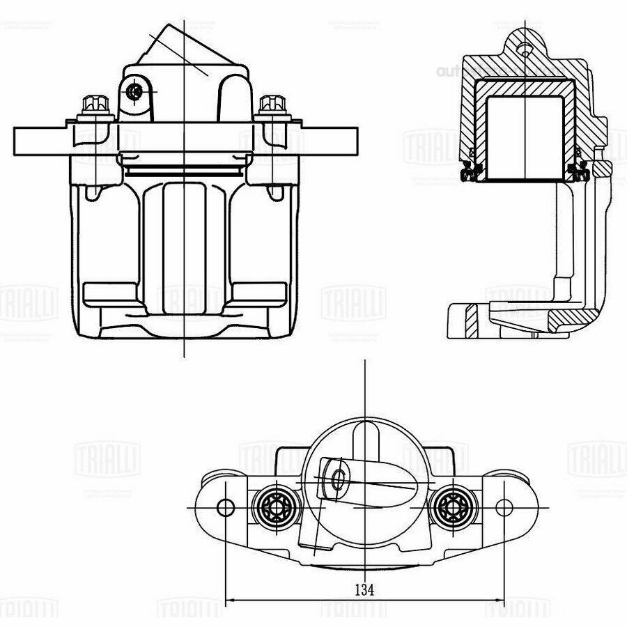 TRIALLI CF415 Суппорт торм. Лада 2110 перед. прав. d=48мм (R13) (без скобы) (CF 415)