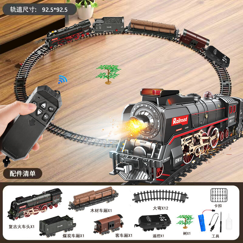 Железная дорога Fenming, с паровозом, пульт управления, Три вагона