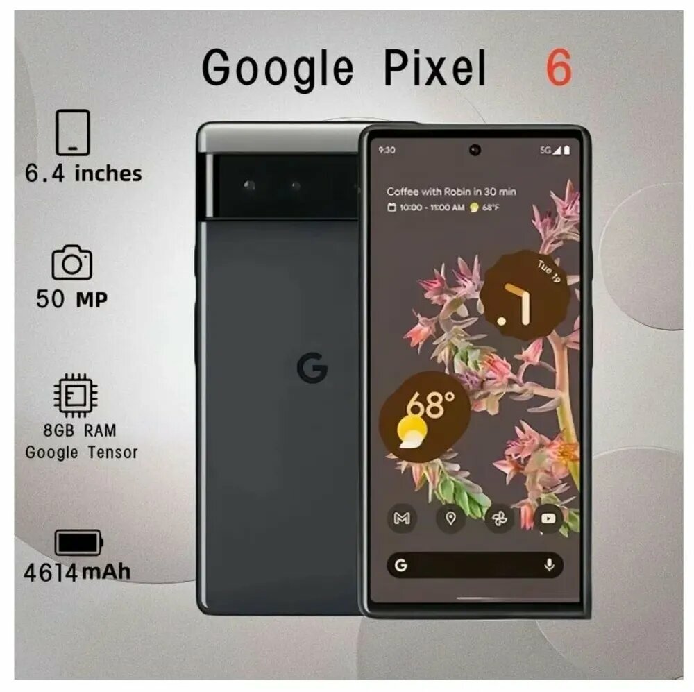 Смартфон Google Pixel 6 8/128 ГБ, GB, Dual: nano SIM + eSIM, Stormy черный