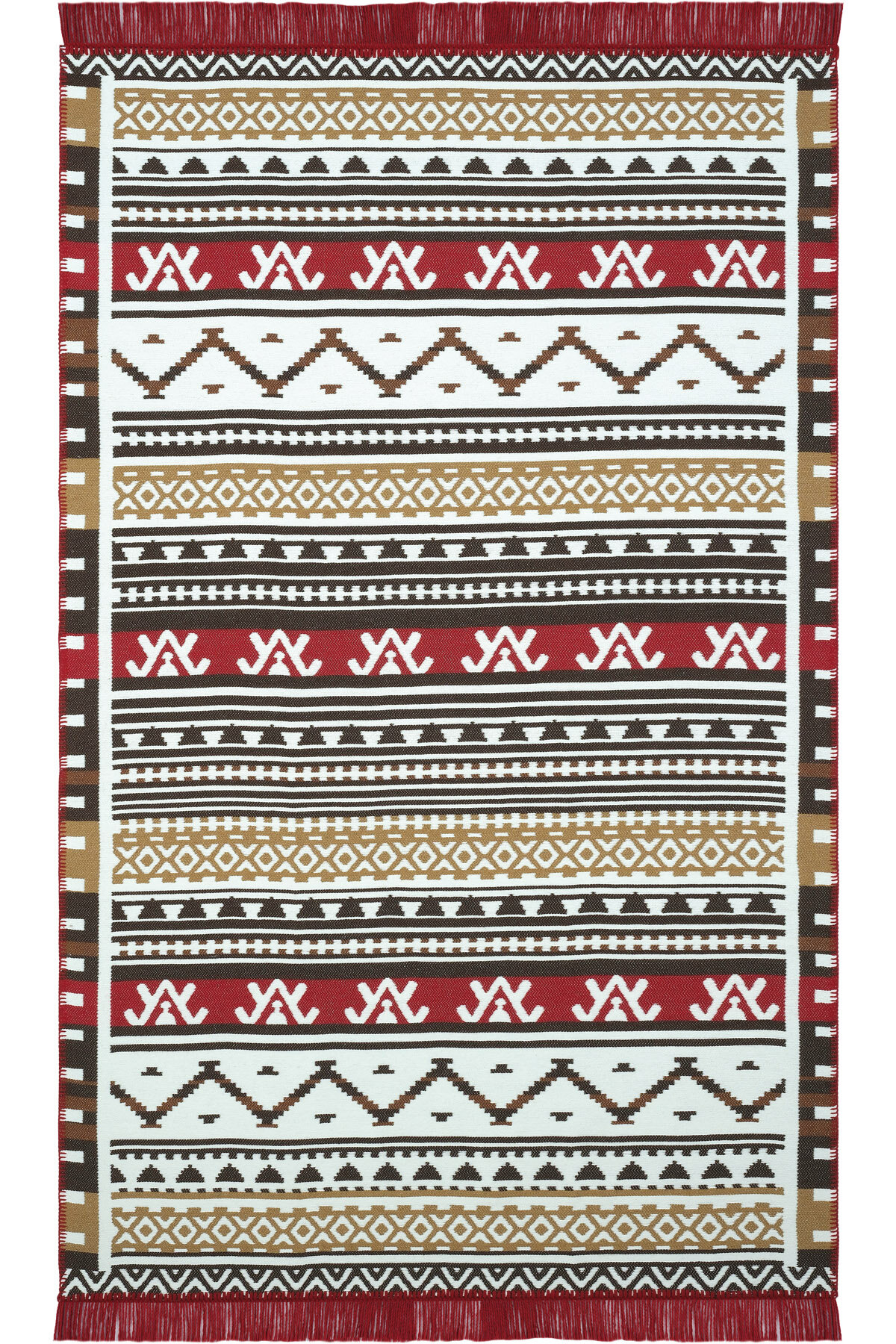 Ковер Cool Hali Lovely 293A килим 120х180 см Бордовый этюд (бежевый, бордовый, черный, серый) двусторонний акриловый с геометрическим орнаментом
