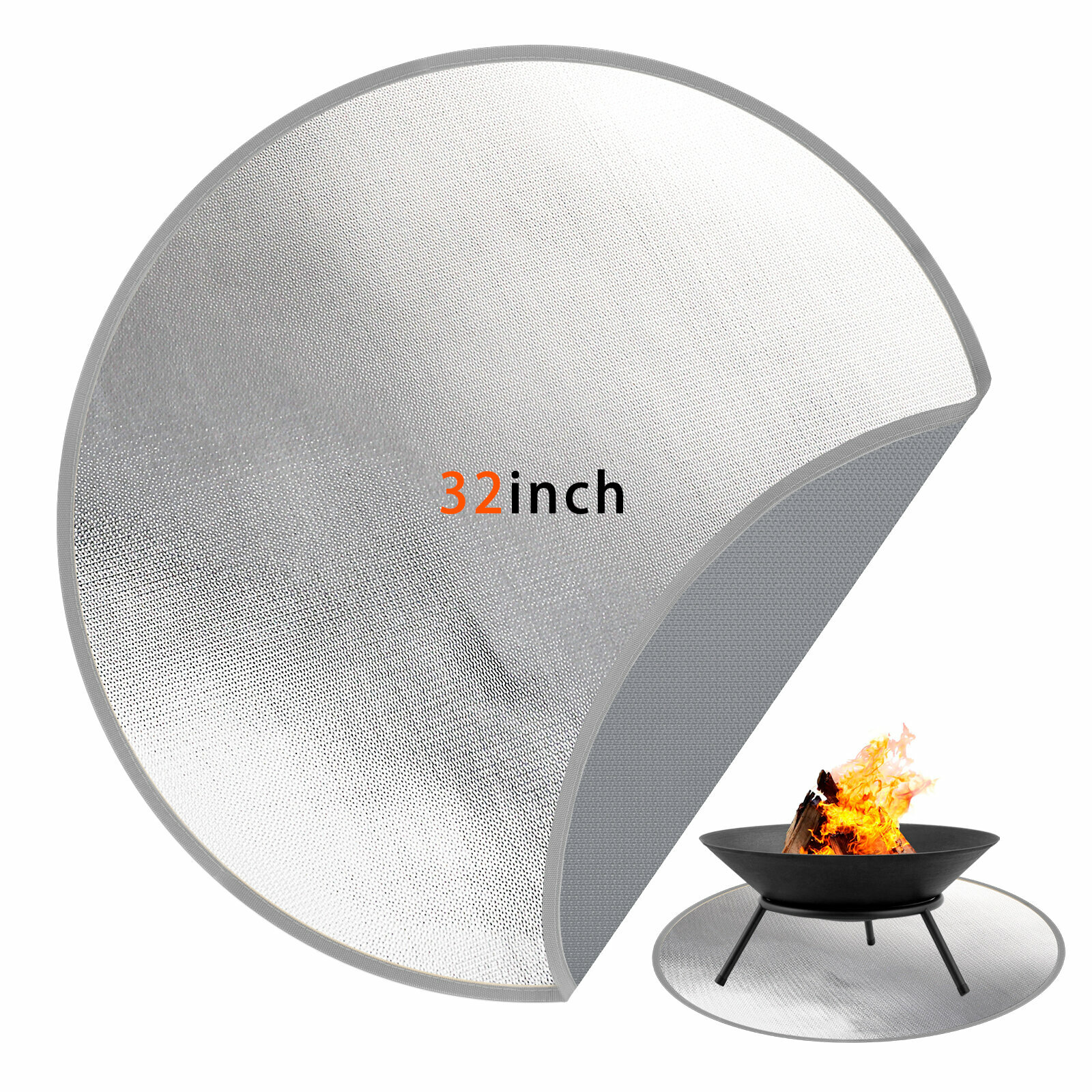 Огнеупорный коврик под печь, камин, в палатку SAFEBURG FP30 GRAY для костра, для мангала, большой диаметр 81 см