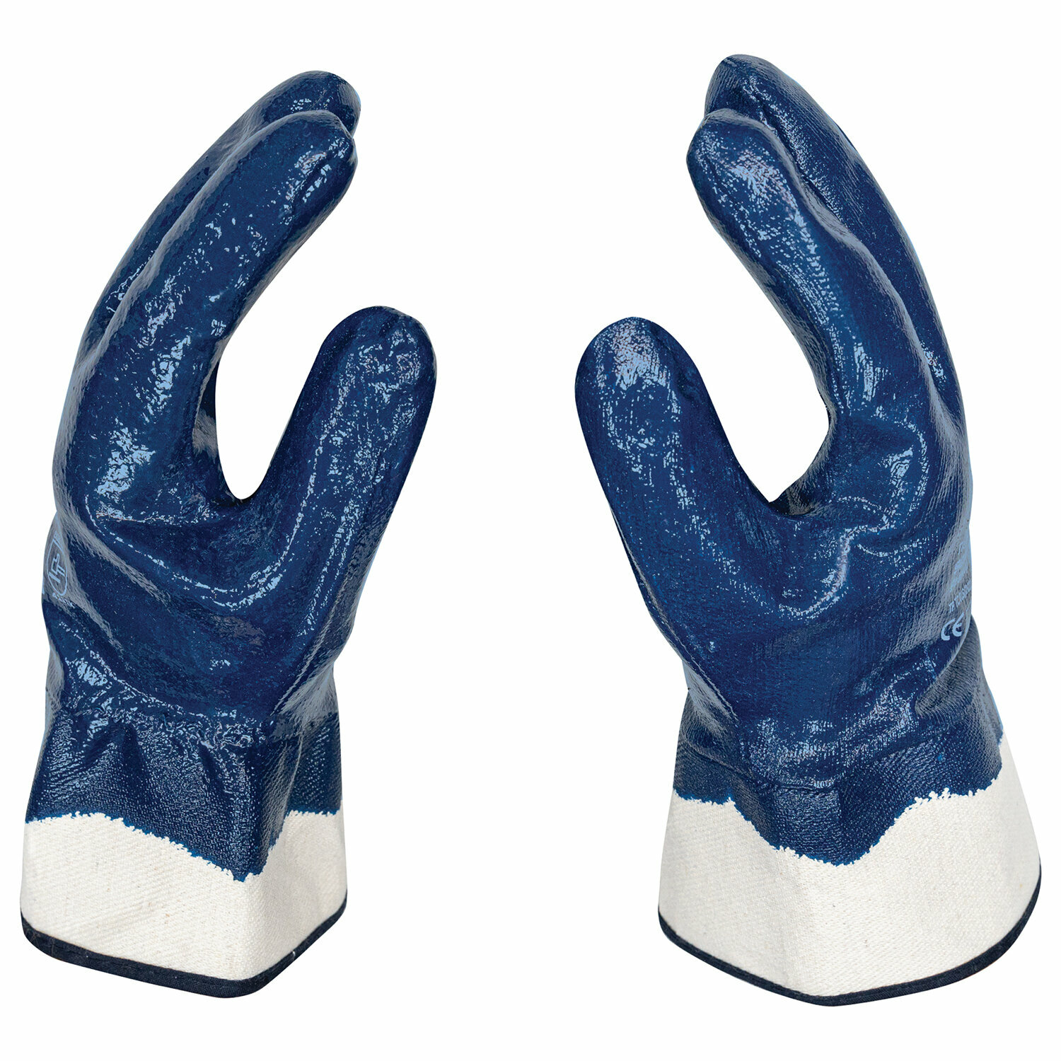 Упаковка 4 шт. Перчатки хлопковые SCAFFA NBR4530, маслобензостойкие, облив нитрил, крага, размер 11, XXL (экстра большой), синие, 00-00012462