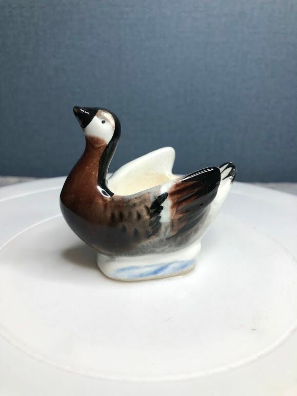 Статуэтка/пашотница/солонка винтажная,60-е г. СССР, ЗиК Конаково "уточка", 7.5*6.5см, фаянс, ручная роспись