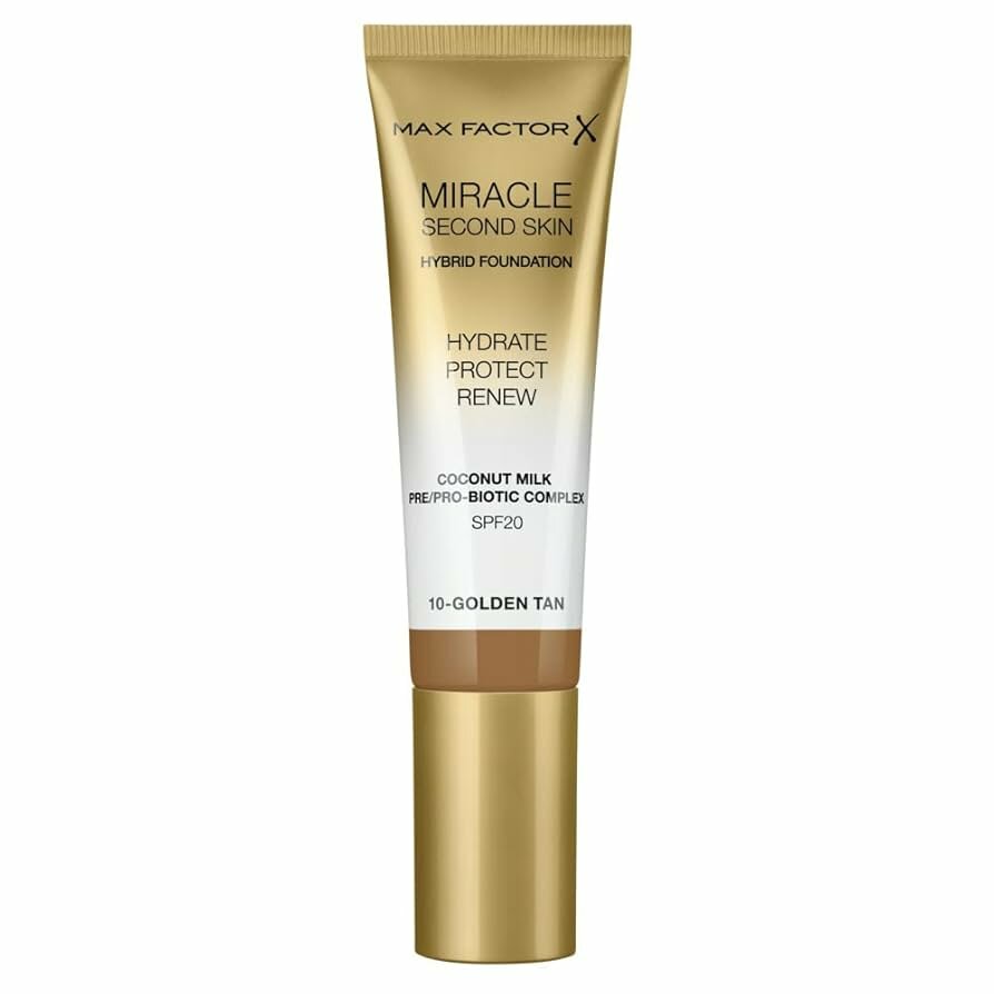 MAX FACTOR Тональная основа Miracle Touch Second Skin, № 10 Golden Tan, 30 мл
