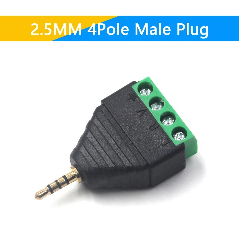 Клеммный разъем 3.5 мм 2.5 мм для наушников 1PCS, 2.5MM 4Pole Male