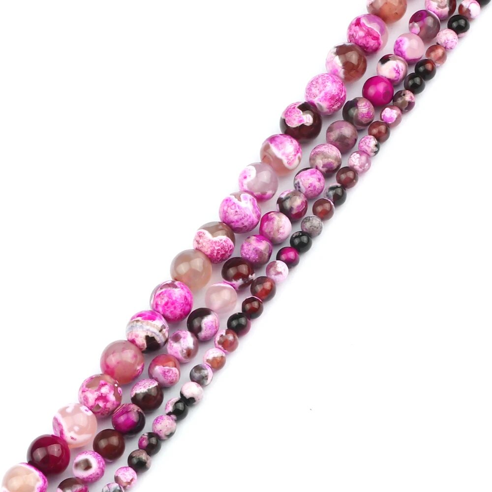 Натуральные бусины из агата и оникса 4, 6, 8 мм, круглые, Розовый, 6mm (25-30pcs), Style 9