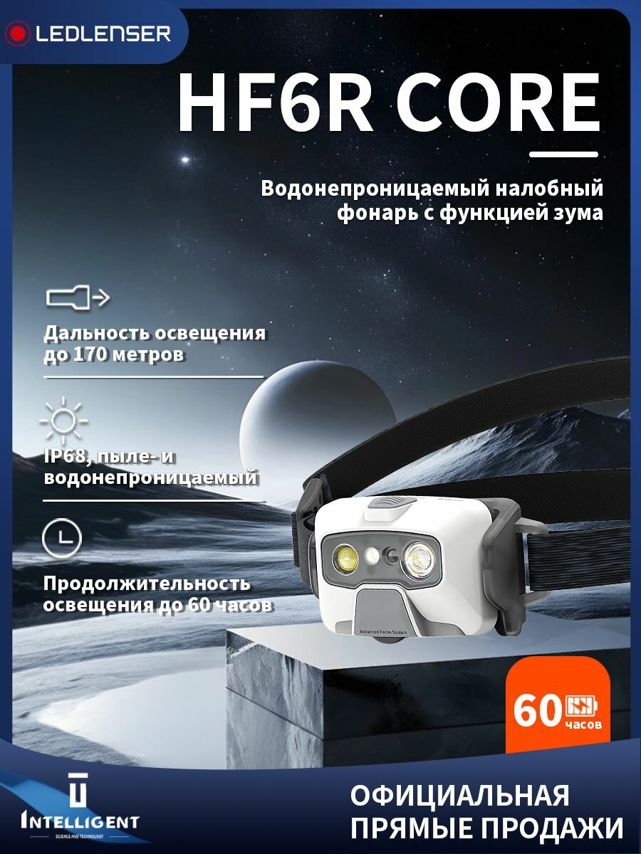 LED Lenser HF6R Core, с функцией зума, водонепроницаемой конструкцией и увеличенным сроком службы батареи