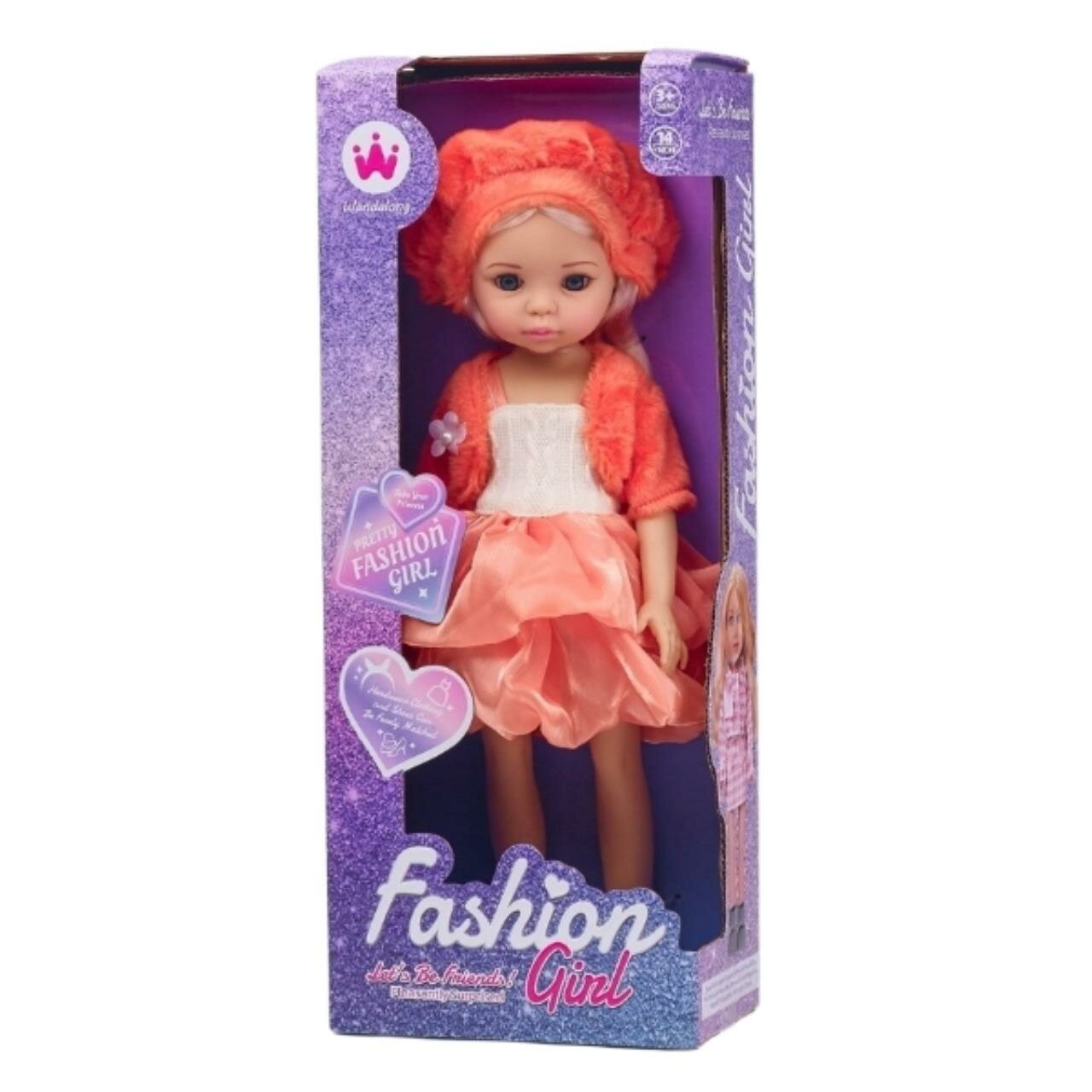 Кукла WANDERLONG R, реалистичная, нарядная, высота 30см, белый/розовый