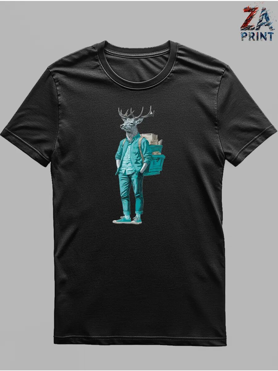 Футболка олень курьер олд мани