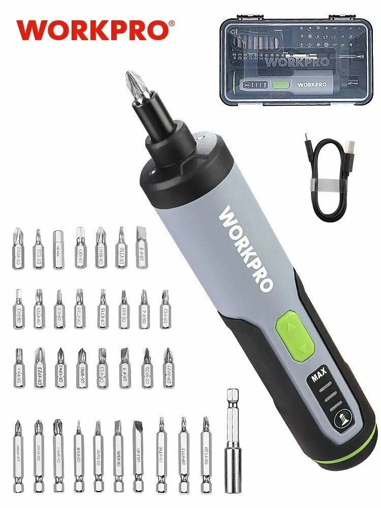 WORKPRO Отвертка аккумуляторная 3,6 В с битами 36 шт
