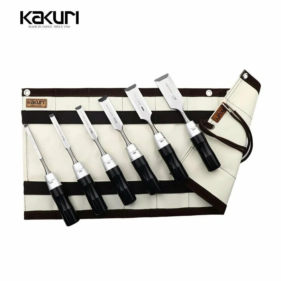 KAKURI Набор стамесок, сделано в Японии, Высококачественные деревообрабатывающие инструменты, С сумкой для хранения, SNP-6S