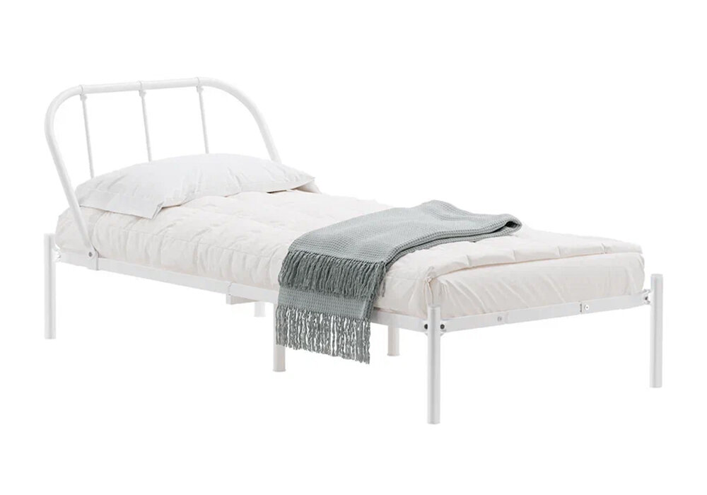 Кровать металлическая односпальная Нонтон Мира, 90x200 см, ламели, белая