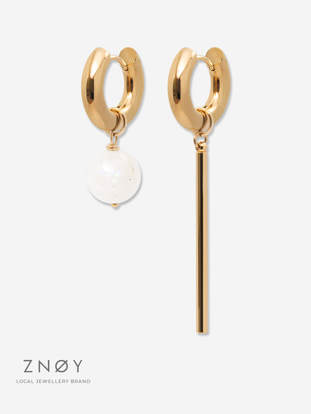 Серьги-трансформеры, лунный камень