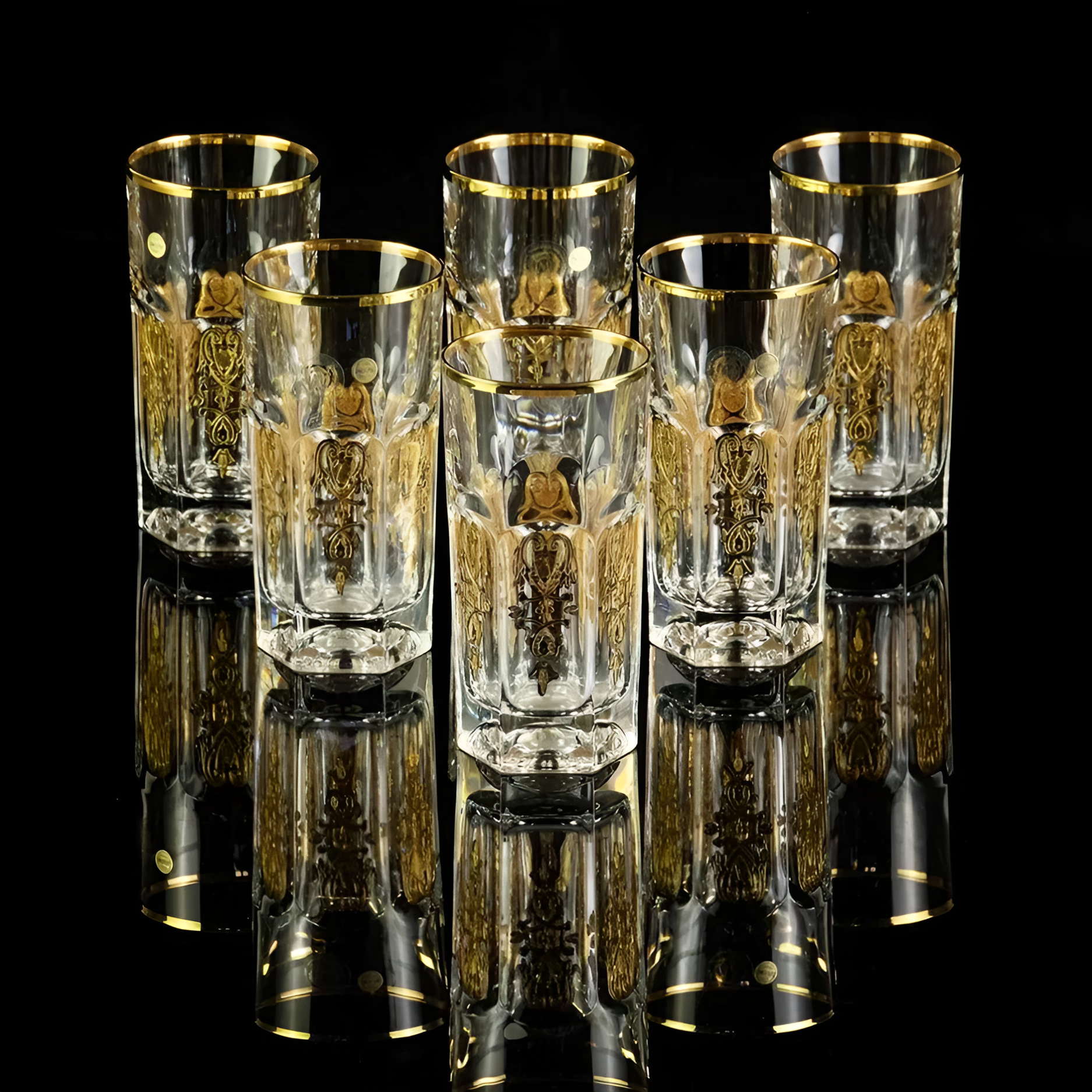 Набор стаканов MIGLIORE "GLORIA", хрусталь, ручная гравировка золотом, 350 мл