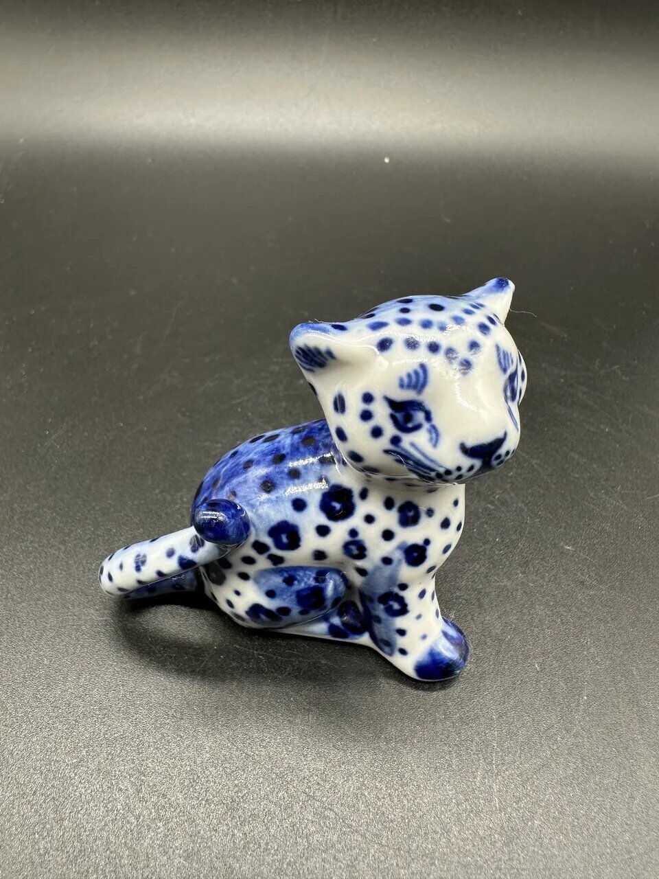 Статуэтка Леопард Гжель Фарфор авторская