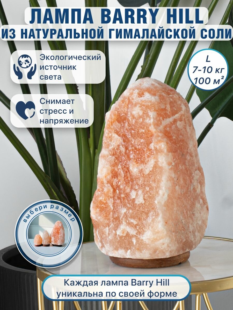 Соляная лампа Скала из гималайской соли настольная солевая ночник в розетку детский Barry Hill-L 7-10 кг