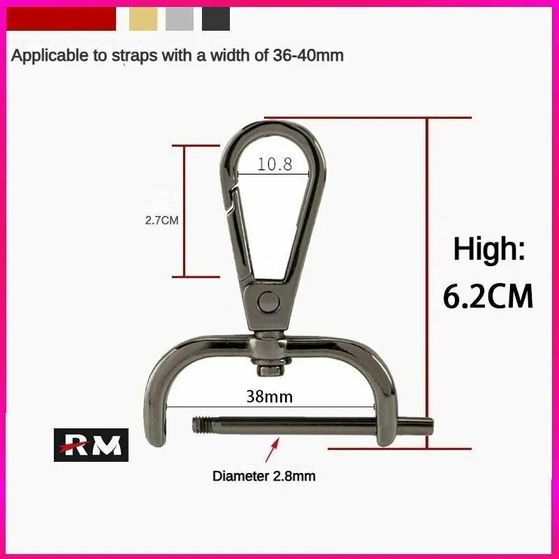 Карабин металлический съёмный, Карабин для сумки, Пряжка для плечевого ремня сумки, пряжка для багажа, пистолет черный, 38mm, 2 шт