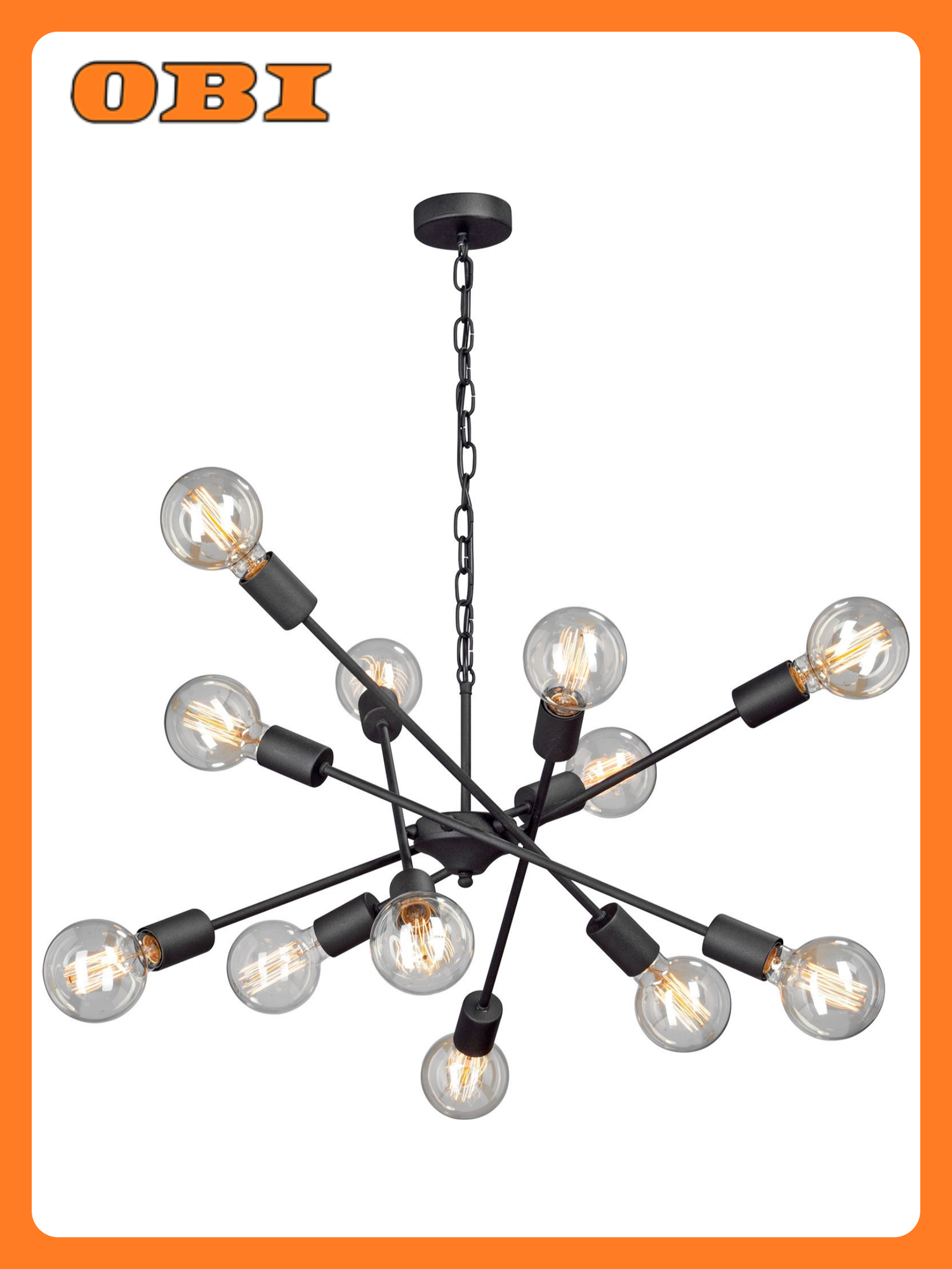 Подвесная люстра Vitaluce V4750-1/12 черная 12ХE27Х60Вт