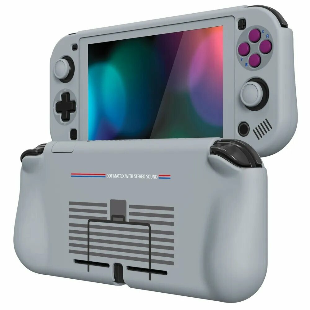 PlayVital Чехол ZealProtect для Nintendo Switch Lite, жёсткий эргономичный грипп с защитным стеклом и накладками, Классика 1989 GB DMG-01
