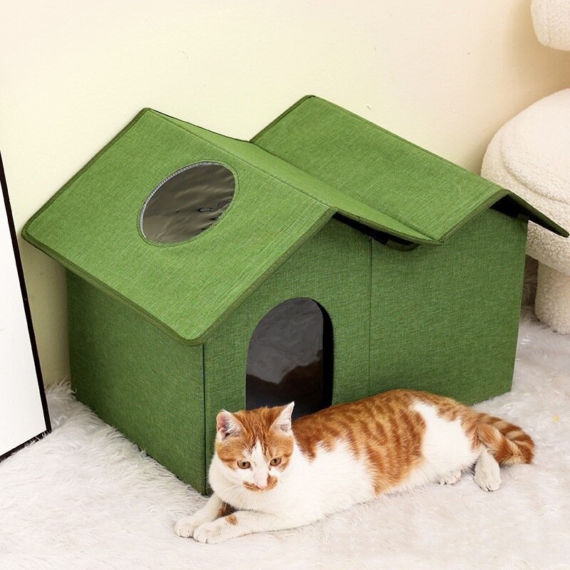 Большой уличный домик для кошек, подходит для всех сезонов, влагостойкое гнездо для животных из ткани Оксфорд,