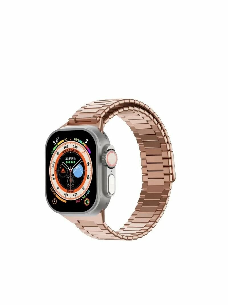 Магнитный ремень из нержавеющей стали для Apple Watch Series 9 8 7 45мм 44мм для Iwatch Ultra 49мм