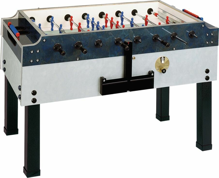 Игровой стол - футбол "Garlando Olympic Outdoor" (137x76x90.5см, синий, жетоноприемник) всепогодный, с защитным корпусом