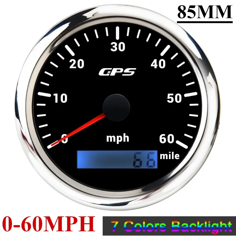 85 мм GPS спидометр одометр 0-120MPH 160MPH 120KMH 200kmh с 7 цветами подсветки для автомобиля, лодки, мотоцикла, грузовика 12 В/24 В BS 60MPH