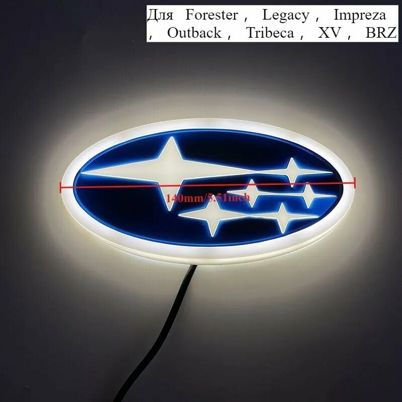 4D 12V Эмблема ( орнамент, шильдик) крышку багажника для автомобиля Subaru Субару 140*73mm Хвост светодиодная подсветка эмблемы