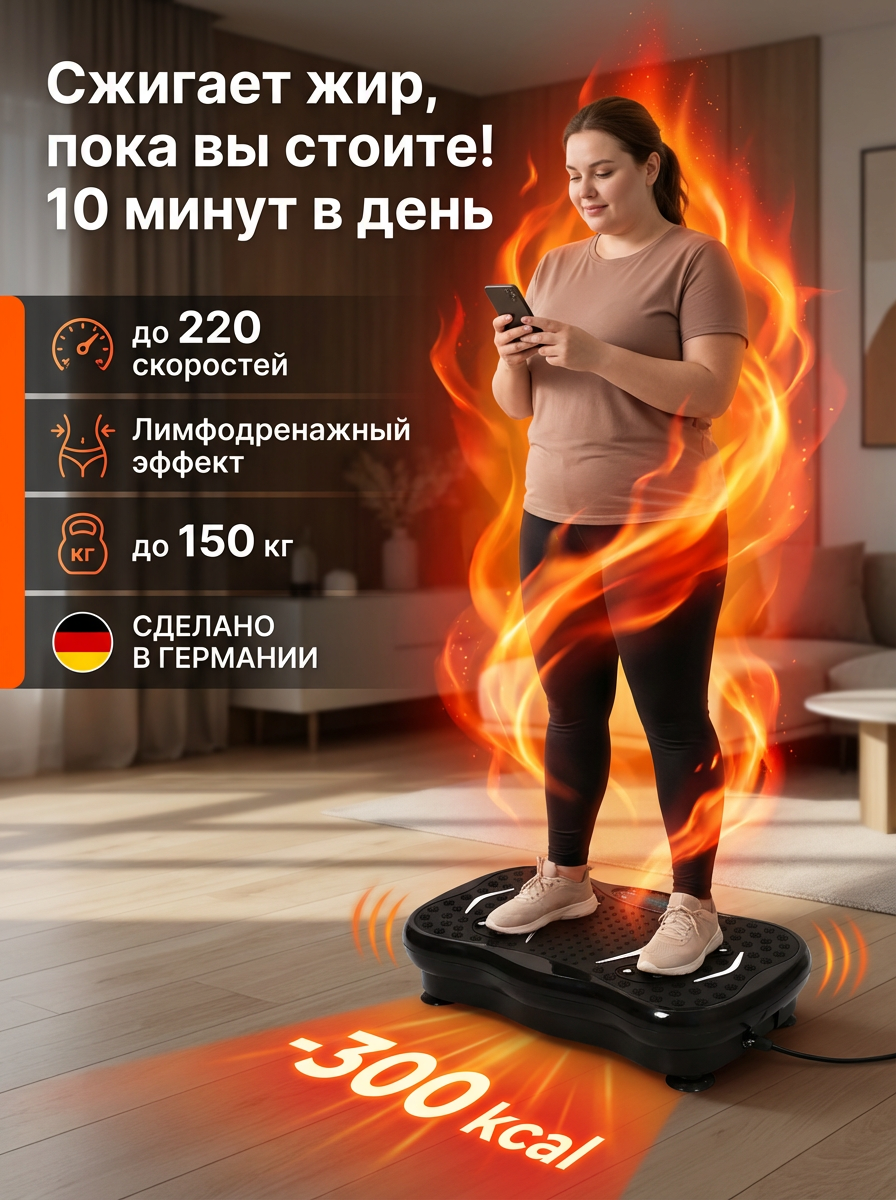 Виброплатформа для похудения 150 кг тренажер кардио степпер, пульт, чёрный, с Bluetooth