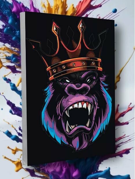 Картина по номерам Горилла Обезьяна Корона Животные 40*50
