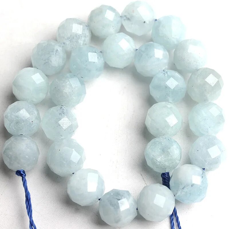 Бусины GMB724 из морганита, аквамарина, лазурита и нефрита 8mm 24pcs beads, Aquamarine
