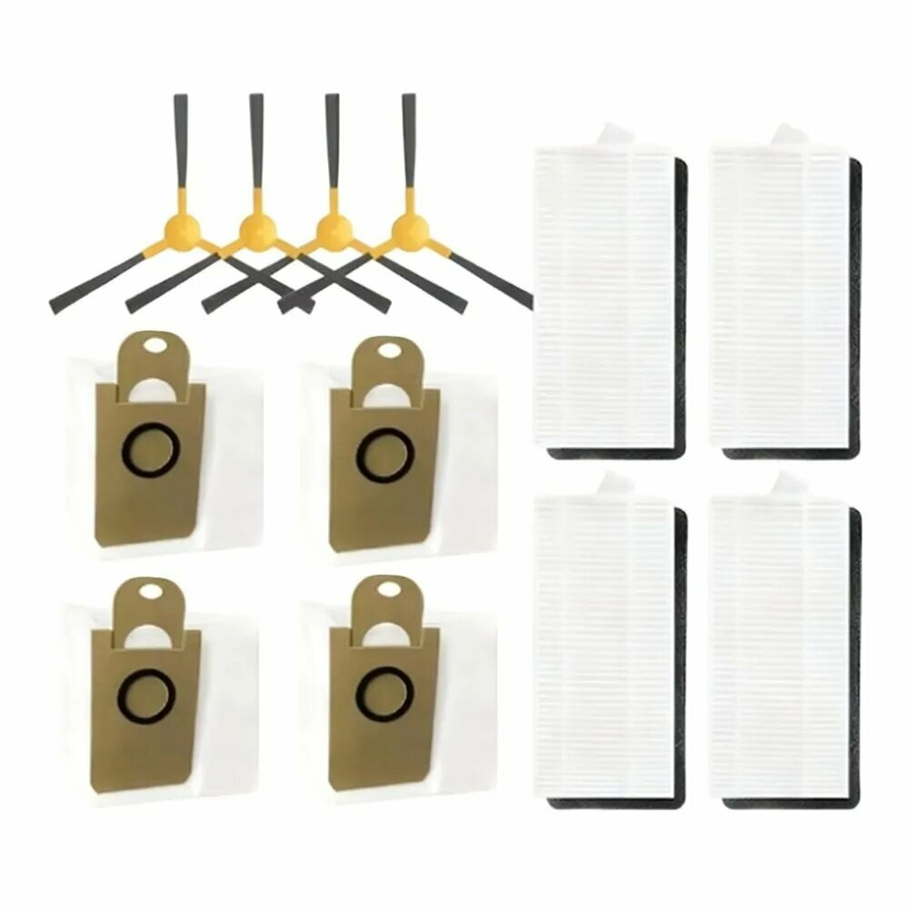 12 шт. аксессуаров для уборки пылесосов GARLYN SR-800 Max / SR-800 Pro Max: боковая щетка, фильтр, пылесборник.