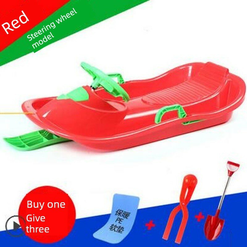 Двухслойный утолщенный сноуборд, детский сэндборд, взрослый сноуборд с рулем и тормозом, санки с рулевым управлением