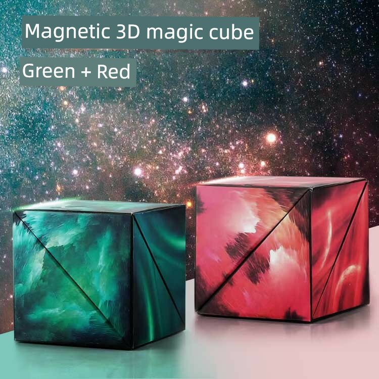 Магнитный 3D геометрический пазл-кубик для детей, зеленый и красный, 2-в-1 набор
