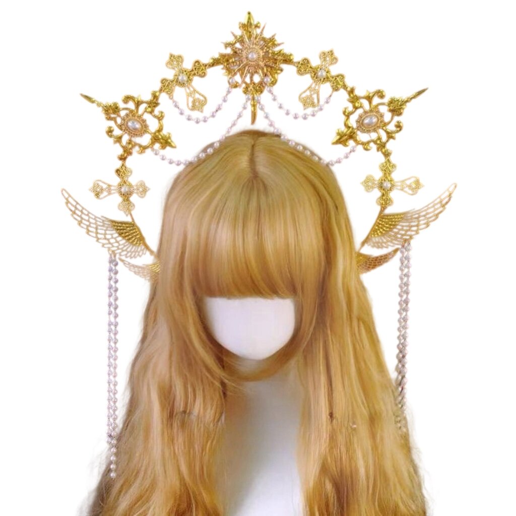 Ореолы Короны Хрустальные Богини Оголовье Марии Богини Головной Убор Золотые Короны Диадемы Свадебный Костюм Невесты Косплей
