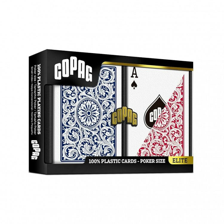 Игральные карты пластиковые Copag Elite покерный размер стандартный индекс красный/синий
