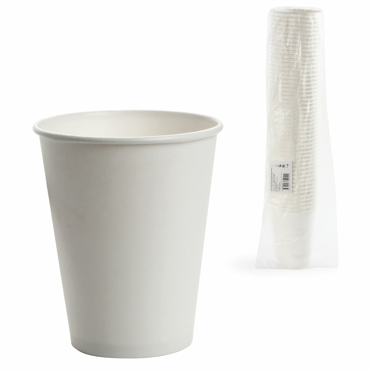 Набор стаканов Формация одноразовые, бумажные, 300/430 мл, диаметр 90 мм, однослойные, белые, холодное, горячее, 50 шт HB90-430-0000