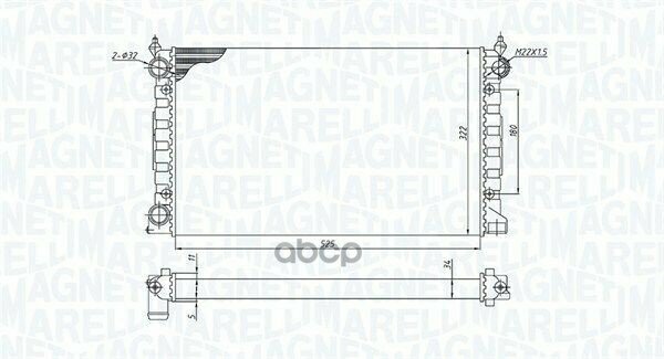 Радиатор [520х320] VW Passat B3 92-93 1.6-1.8 mot 1F/RF/EZ/ABN/AAM/ABS/RP (M/A) MAGNETI MARELLI арт. 350213189600