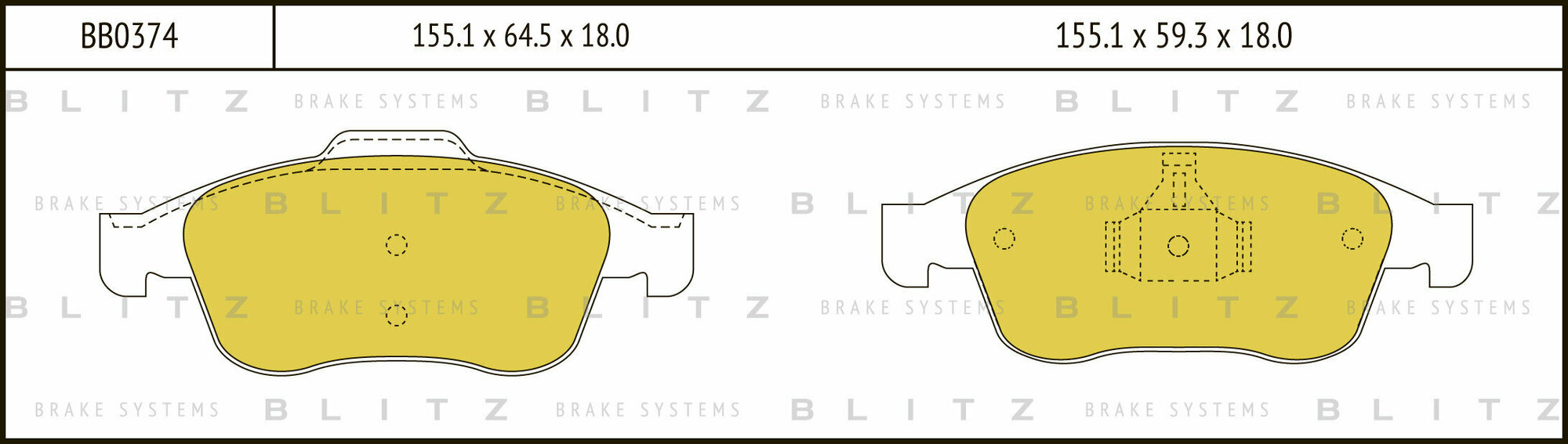 Blitz колодки тормозные дисковые передние renault fluence, grand scenic, megane, scenic 10- dacia duster 10- bb0374
