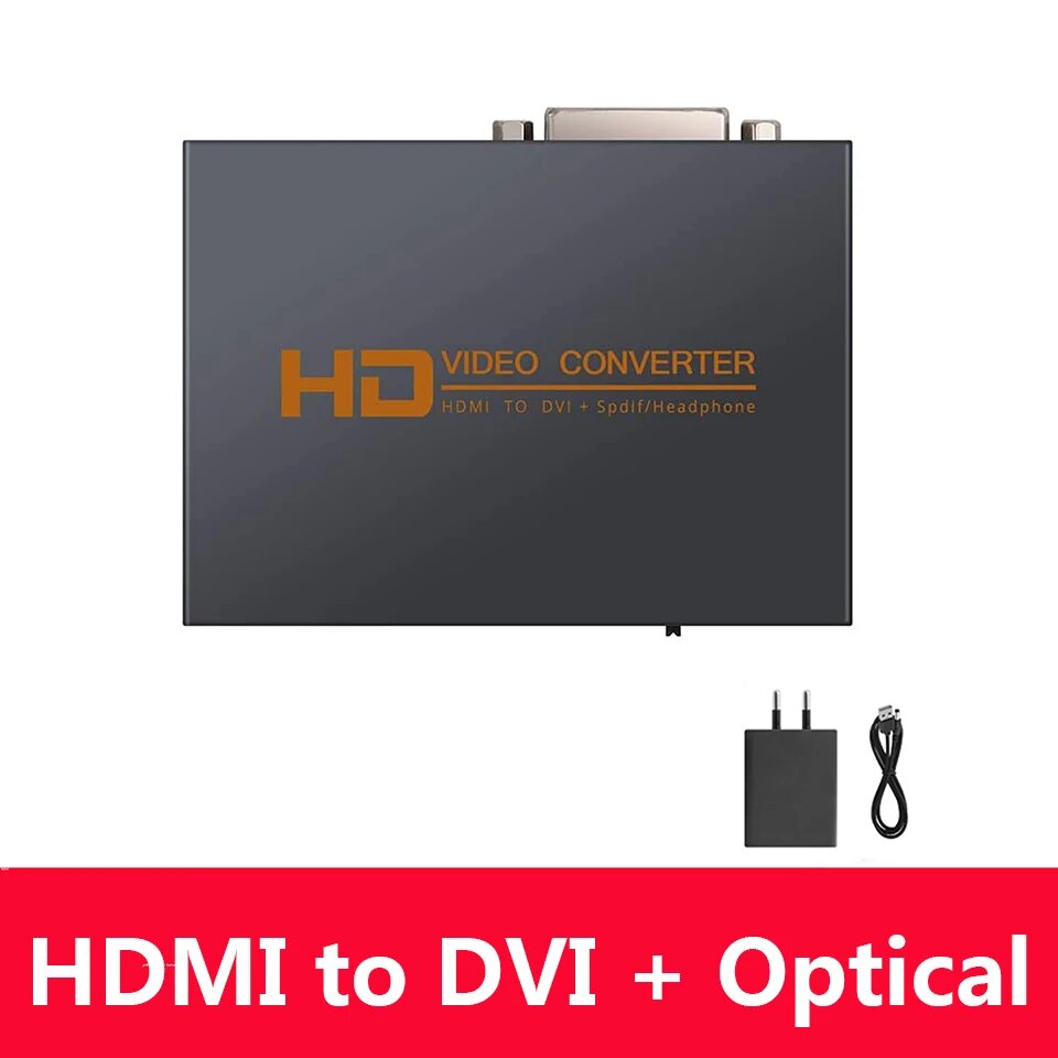Преобразователь 1080p HDMI-DVI + оптический Toslink SPDIF + 3,5 мм стерео аудио в металлическом корпусе HDMI аудио экстрактор с Pow